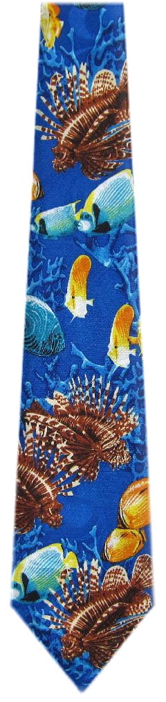 BuyYourTies - Mens Novelty Fish Necktie - Blue Brown Orange - Walmart.com