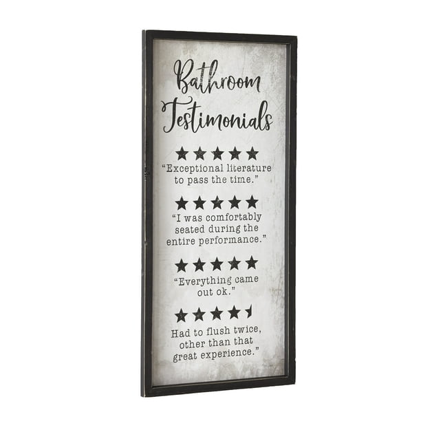 Bathroom Testamonials Wall Sign - Humorous Art with Rustic Design ...