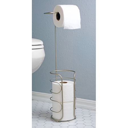 Mainstays 23-inch Freestanding Satin Nickel Toilet Paper Holder ...