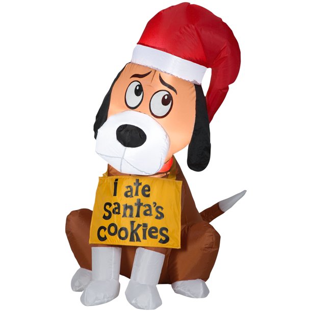 Gemmy Airblown Inflatable Doggy with "I Ate Santa's Cookies" sign ...