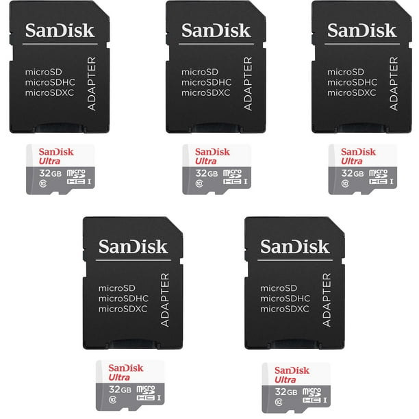 5 Packs SanDisk 32GB Ultra UHS-I microSDHC Memory Card with SD Adapter ...