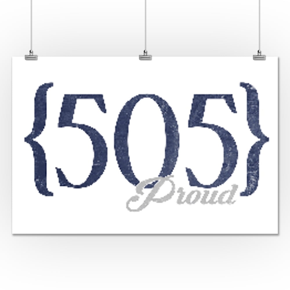 Las Cruces, New Mexico - 505 Area Code (Blue) - Lantern Press Artwork ...