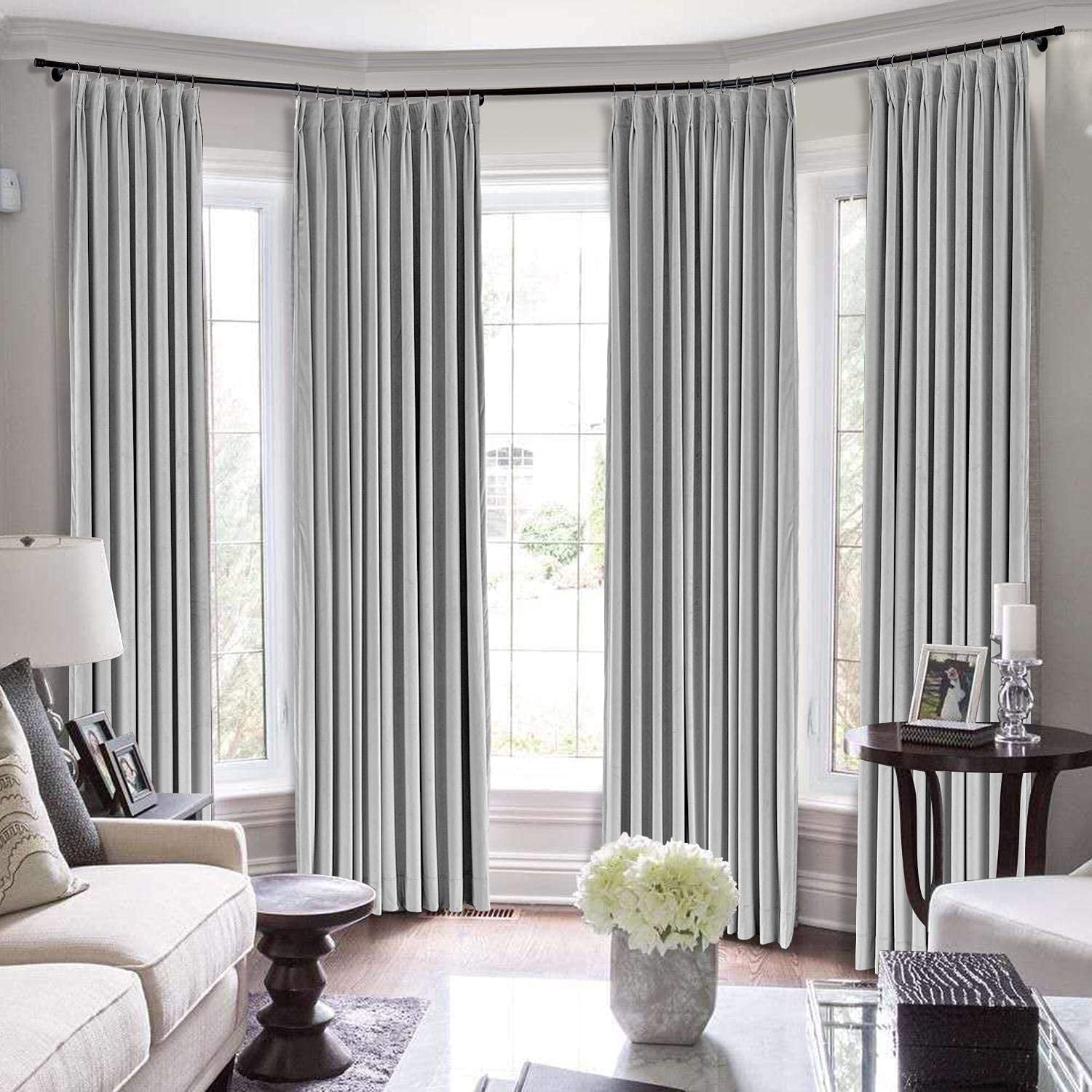 Double Pinch Pleat 100% Polyster Blackout Extra Long Curtains 2 Storey ...