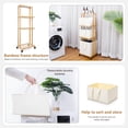 3-Tier Bamboo Laundry Basket Storage Shelf with Wheels, Freestanding ...