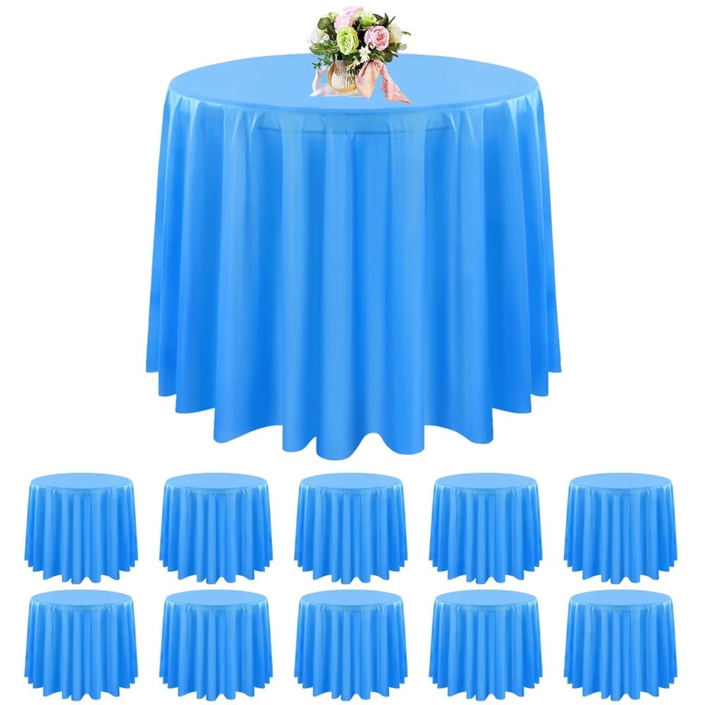 Pesonlook 10 Pack Premium Plastic Round Tablecloth 84 inch Disposable ...