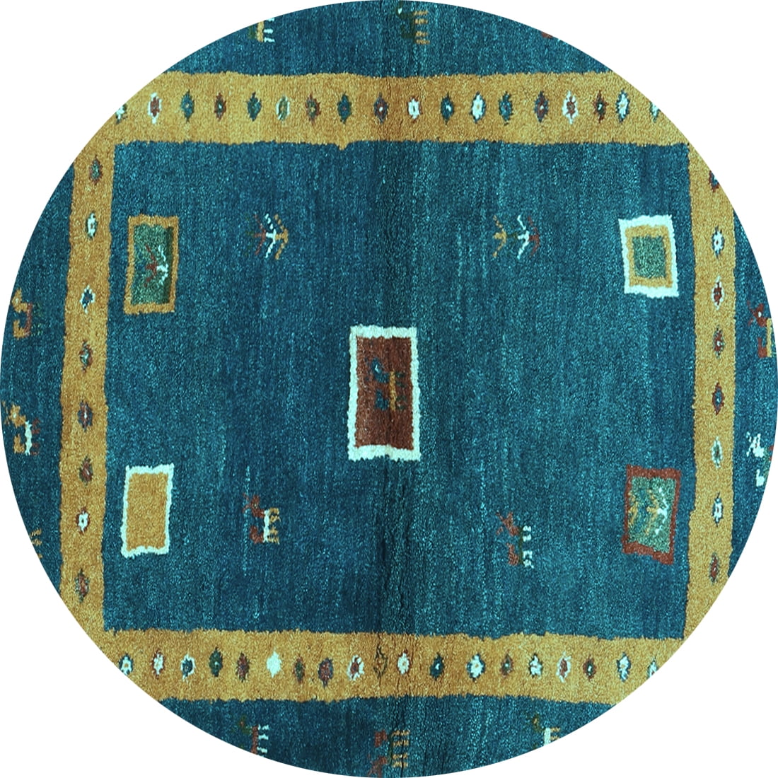 Ahgly Company Indoor Round Abstract Light Blue Contemporary Area Rugs ...