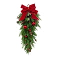 27.6in Christmas Teardrop Swag Wreath, Artificial Pine Door Swag with ...