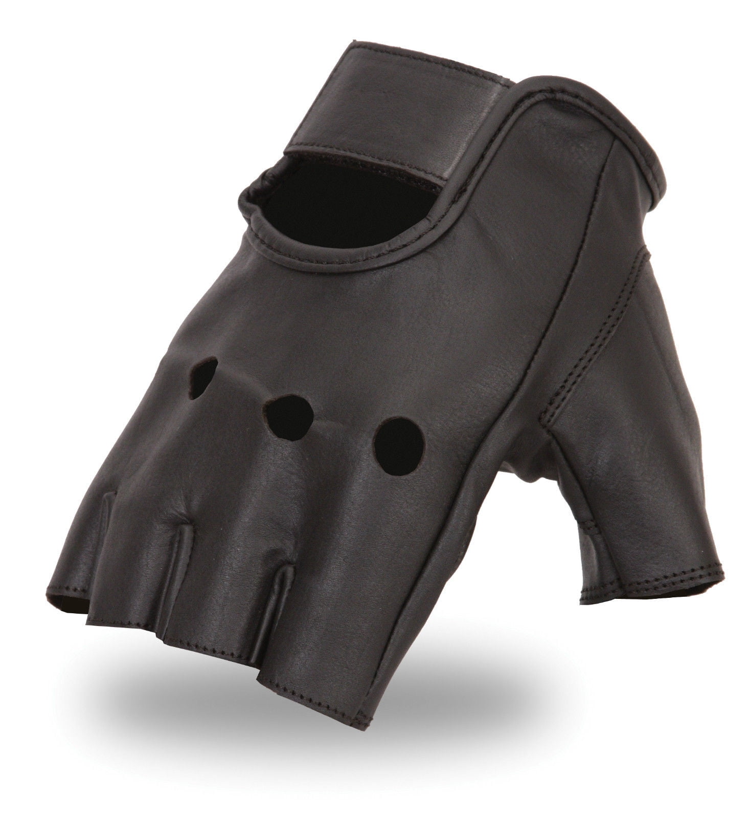 Mens Premium Gel Palm Fingerless Motorcycle Glove w/ Seamless Front ...
