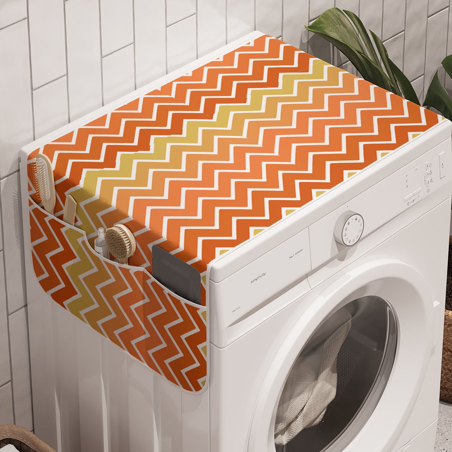 Geometric Washing Machine Organizer, Sunset Theme Conceptual Chevron ...