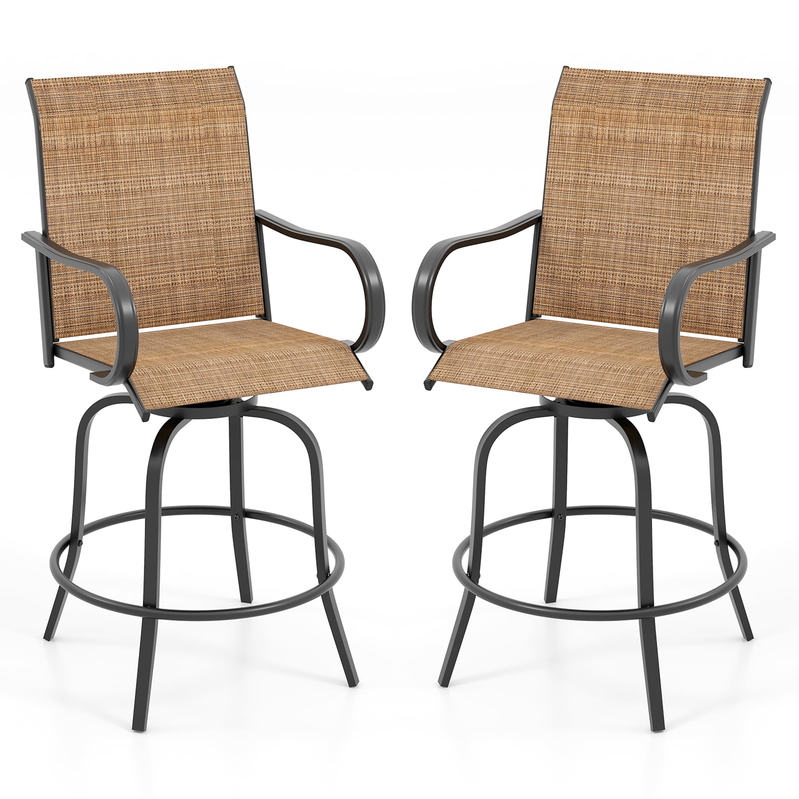Click here for Gymax Patio Swivel Bar Stools - Set Of 2  Brown prices