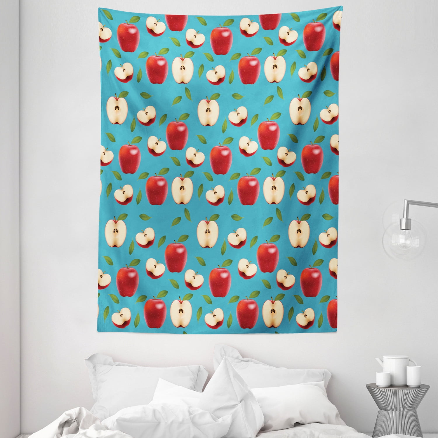 Apple Tapestry, Halved and Whole Red Delicious Apples on Abstract ...