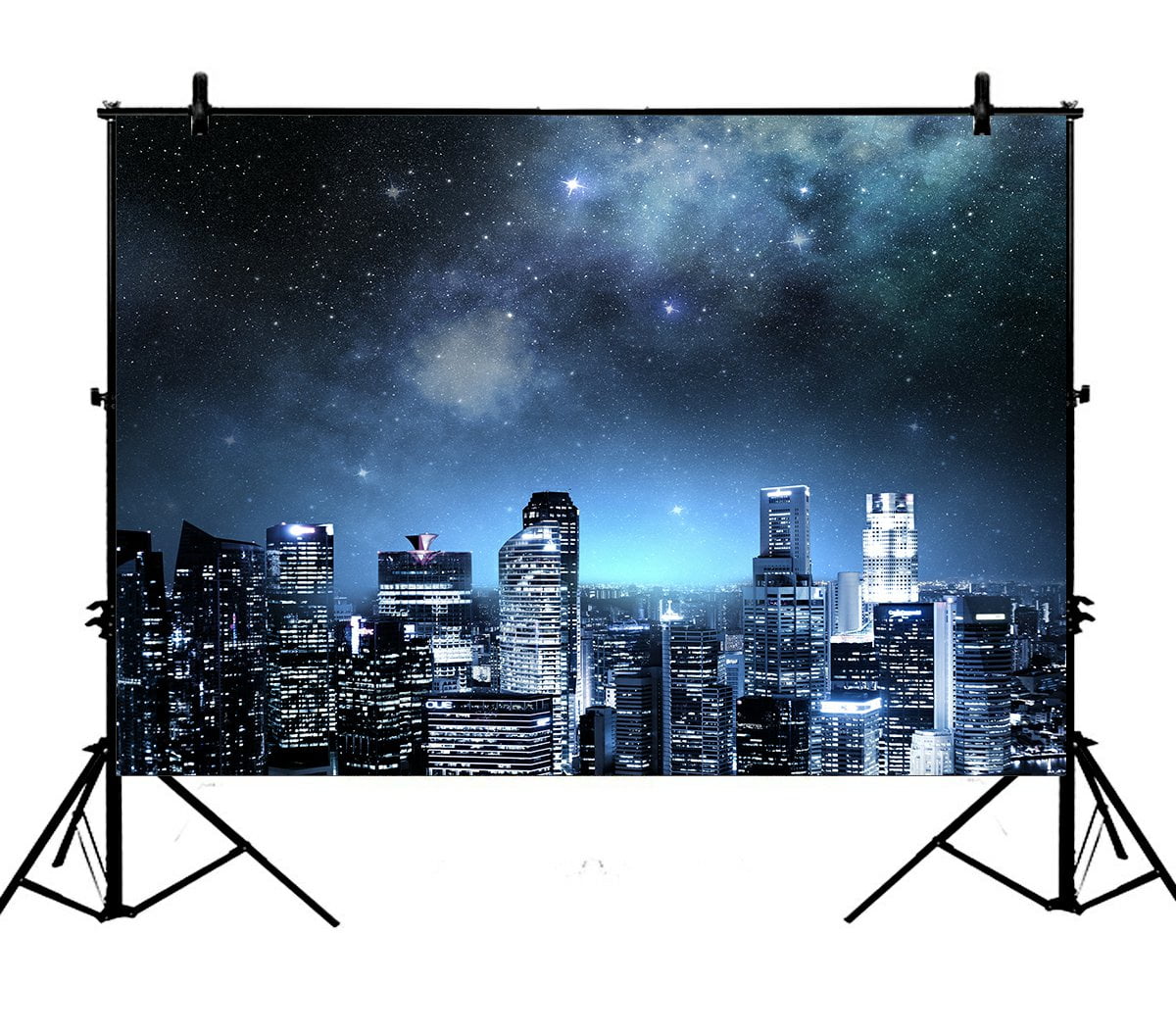 PHFZK 7x5ft Night Sky Backdrops, City Skyline under a Starry Sky ...