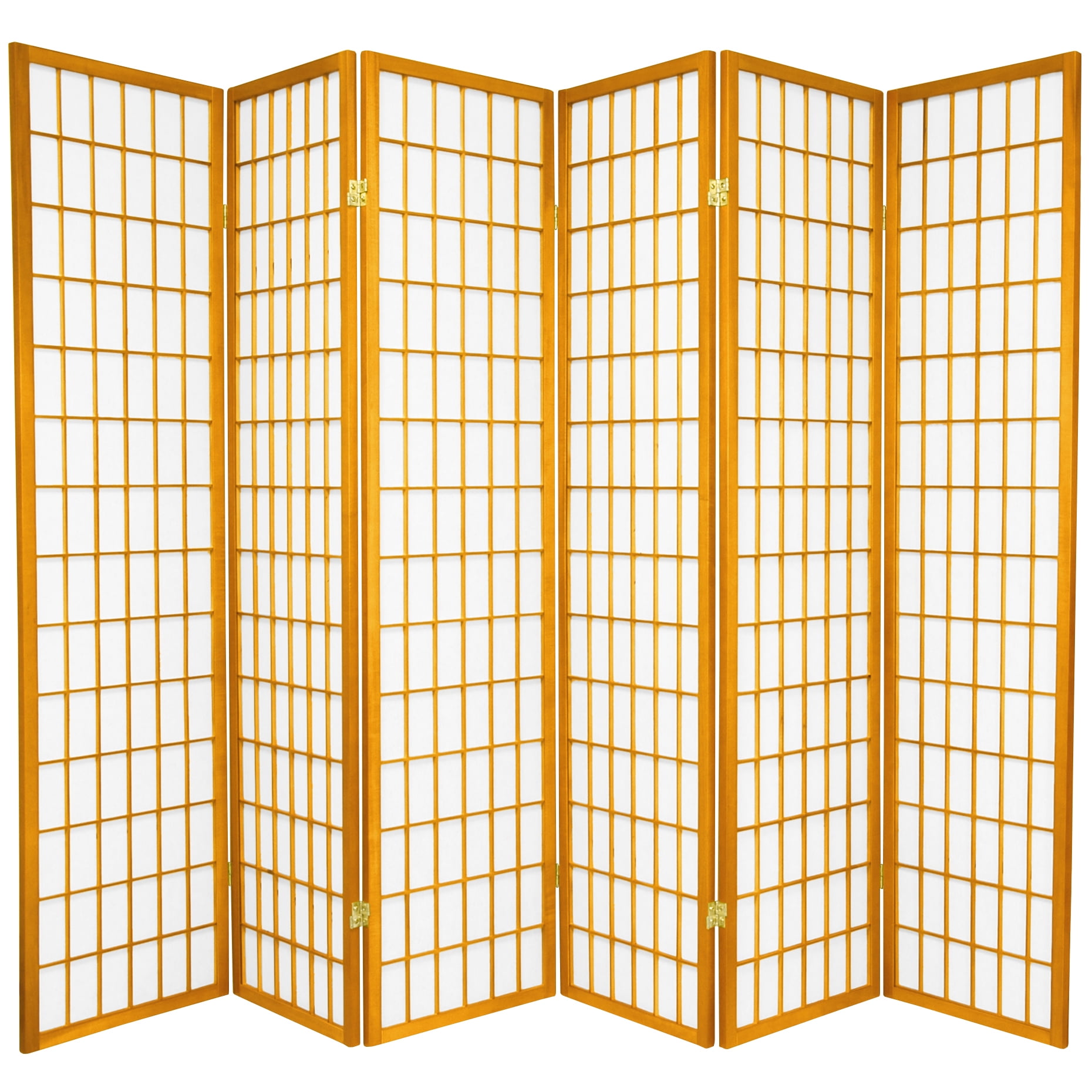 6 ft. Tall Window Pane Shoji Screen - Honey - 6 Panels - Walmart.com