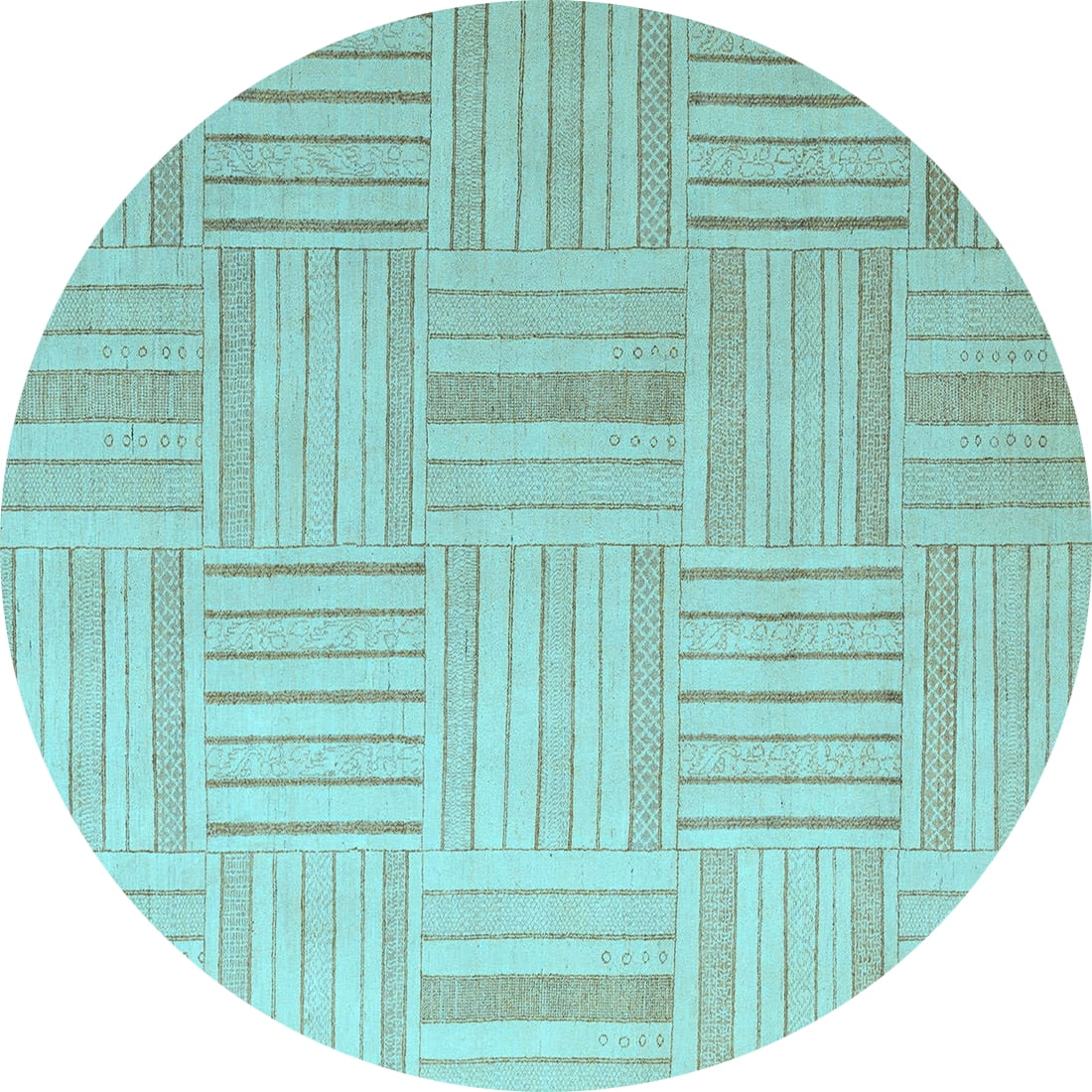 Ahgly Company Indoor Round Checkered Light Blue Modern Area Rugs, 6 ...