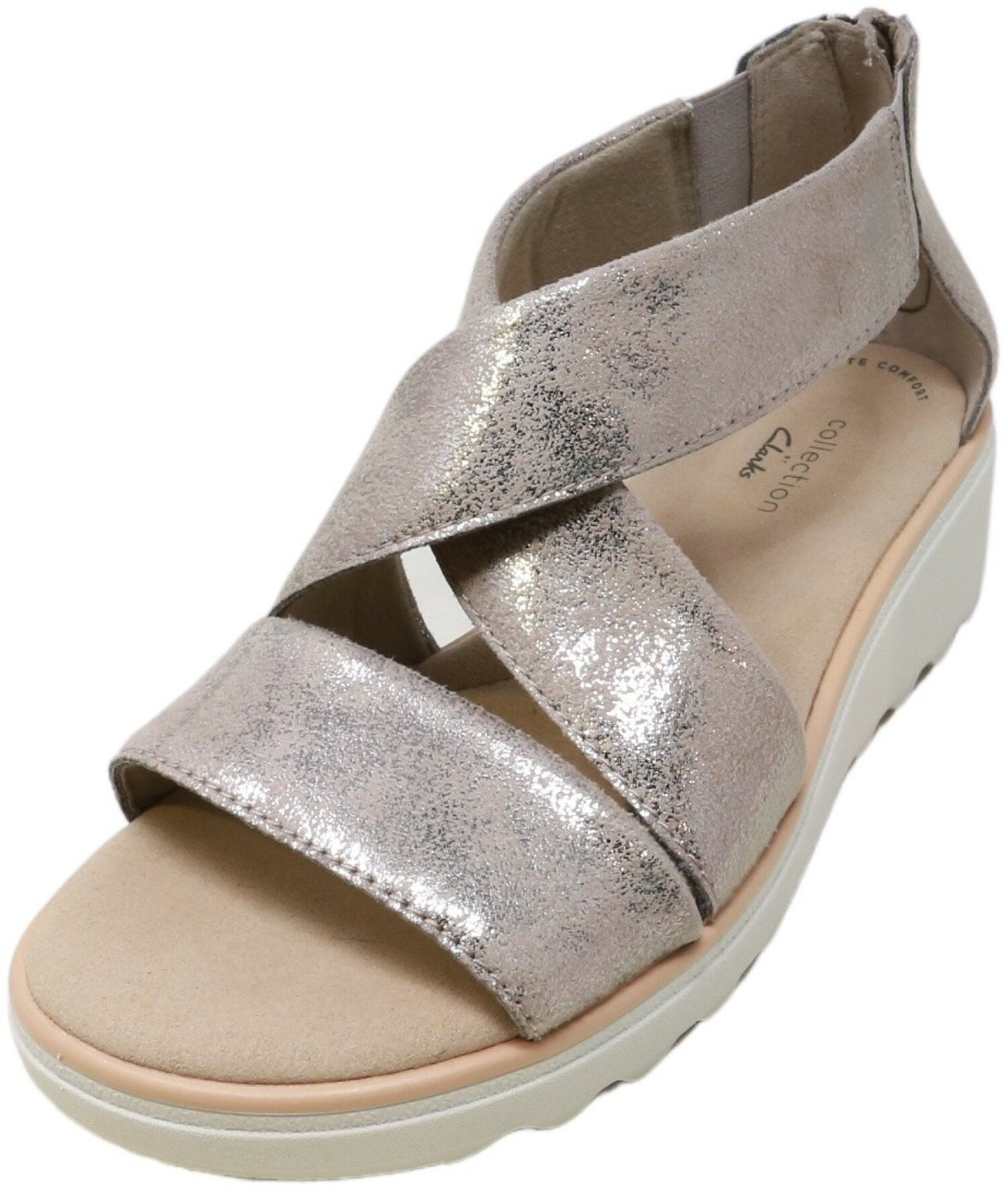 Clarks Women's Jillian Rise Pewter Metallic Ankle-High Leather Sandal ...