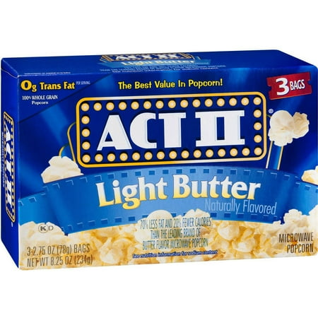 Act II Light Butter Popcorn, 8.25 oz, (Pack of 6) - Walmart.com