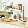 2 Tier Bathroom Counter Organizer, White and Grey Coffee Bar Organizer ...