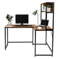 Zimtown L-Shaped Study Wood Desk, Corner Computer Table with Hutch ...