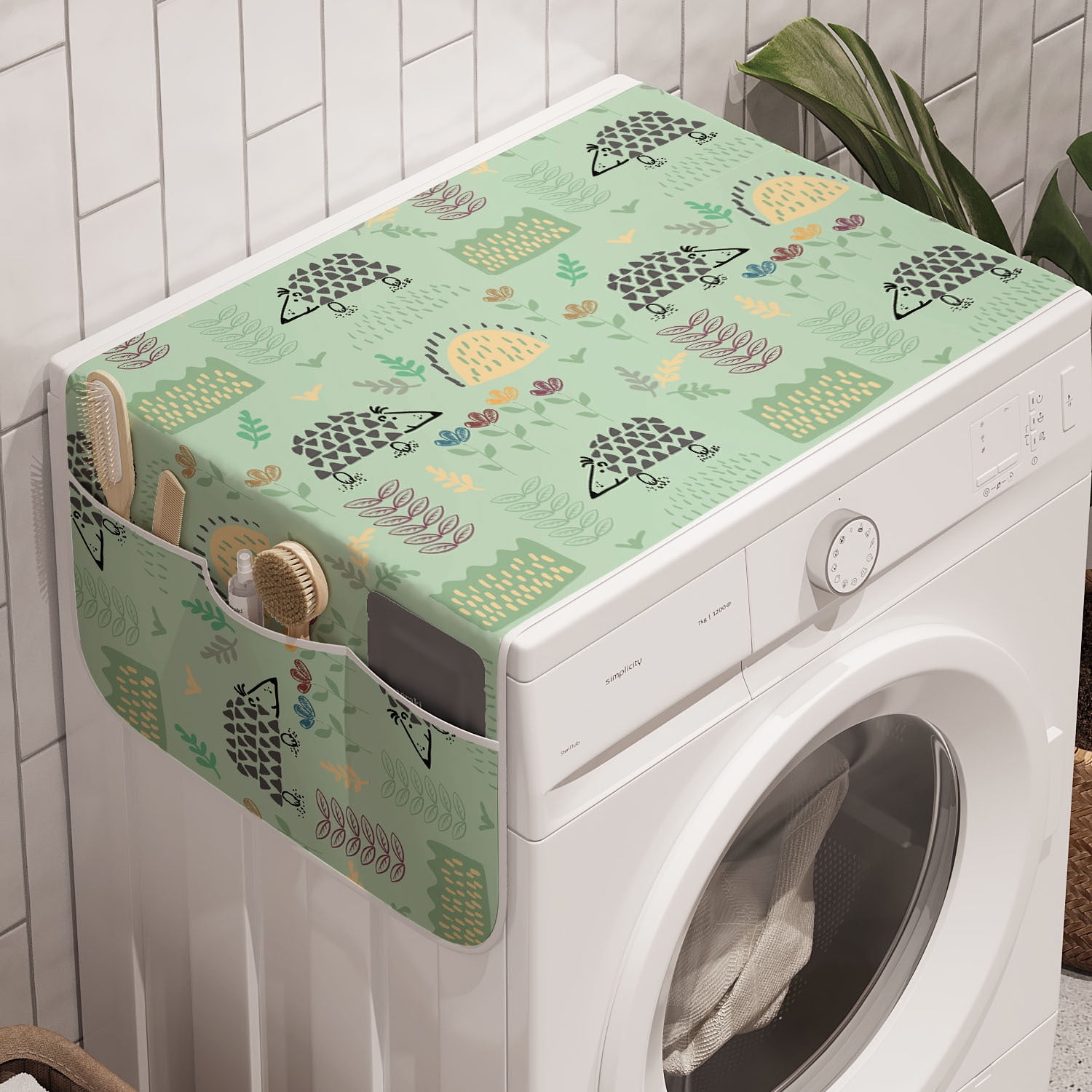 Childish Washing Machine Organizer, Hedgehog Forest Herbs Leaves ...