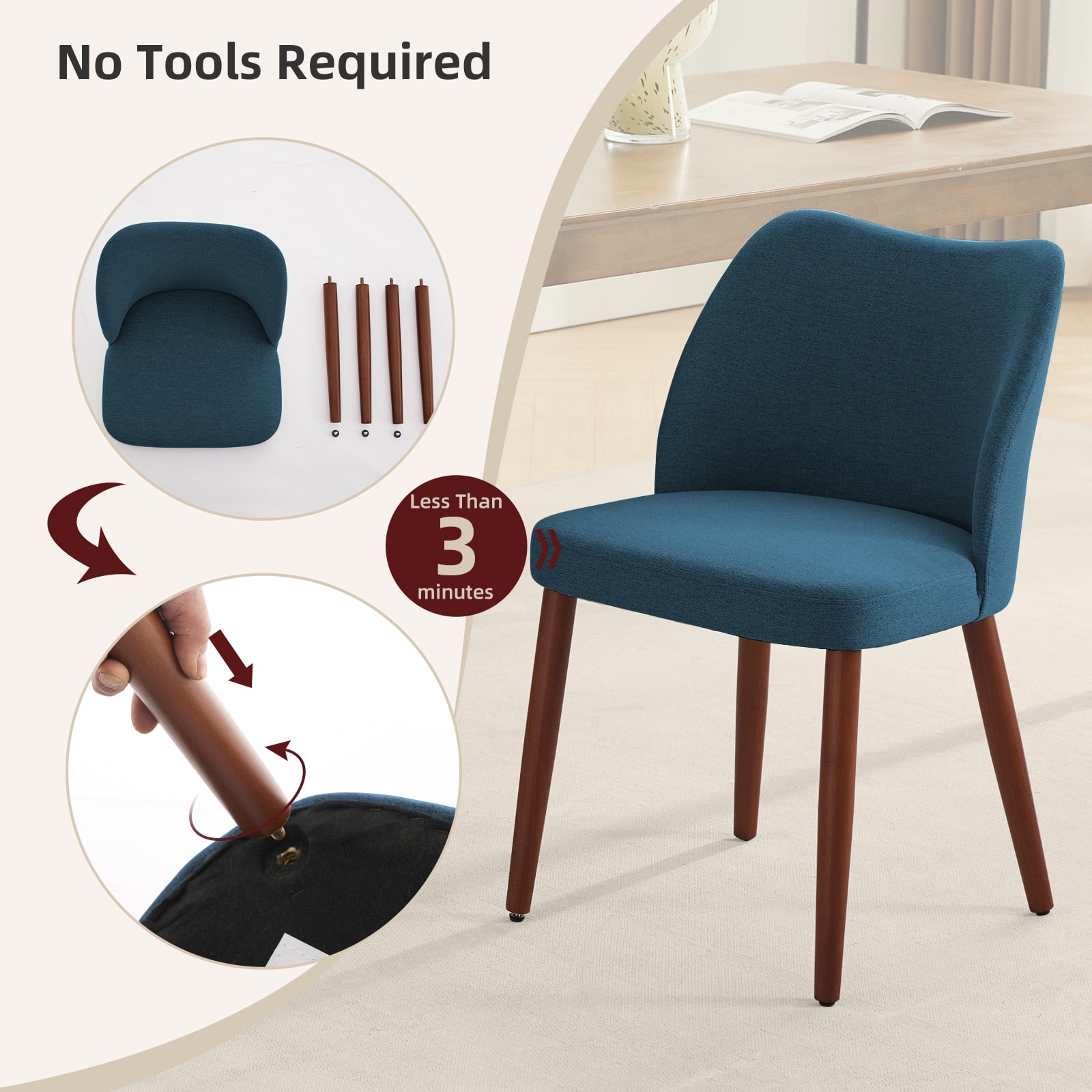 Click here for Glorystar Upholstered Linen Wing Back Dining Chair... prices