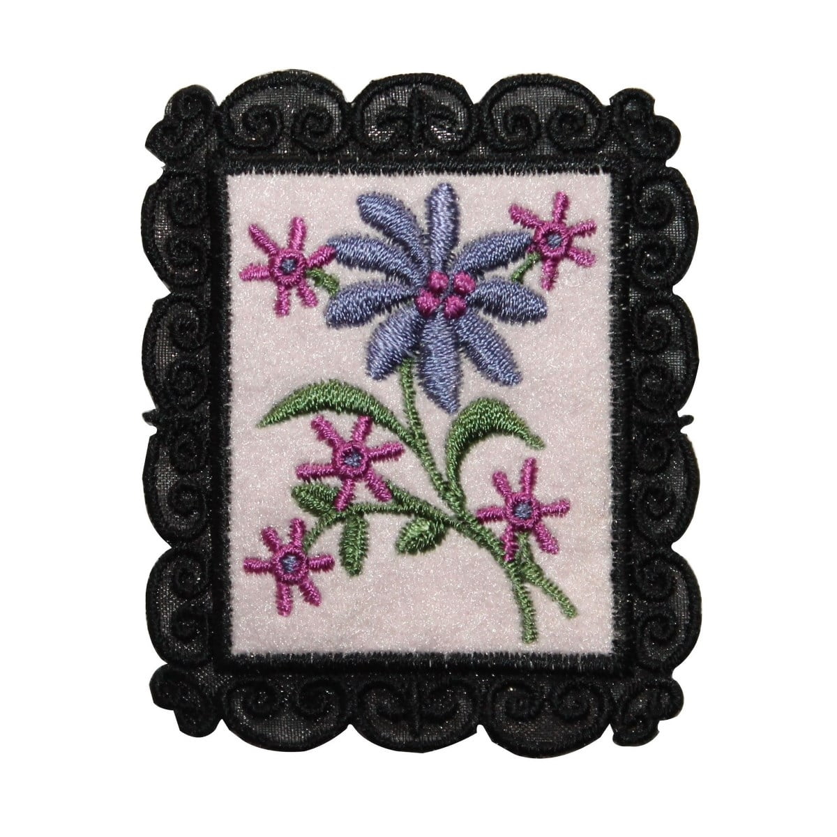 ID 6987 Purple Flowers Picture Patch Frame Garden Embroidered Iron On ...