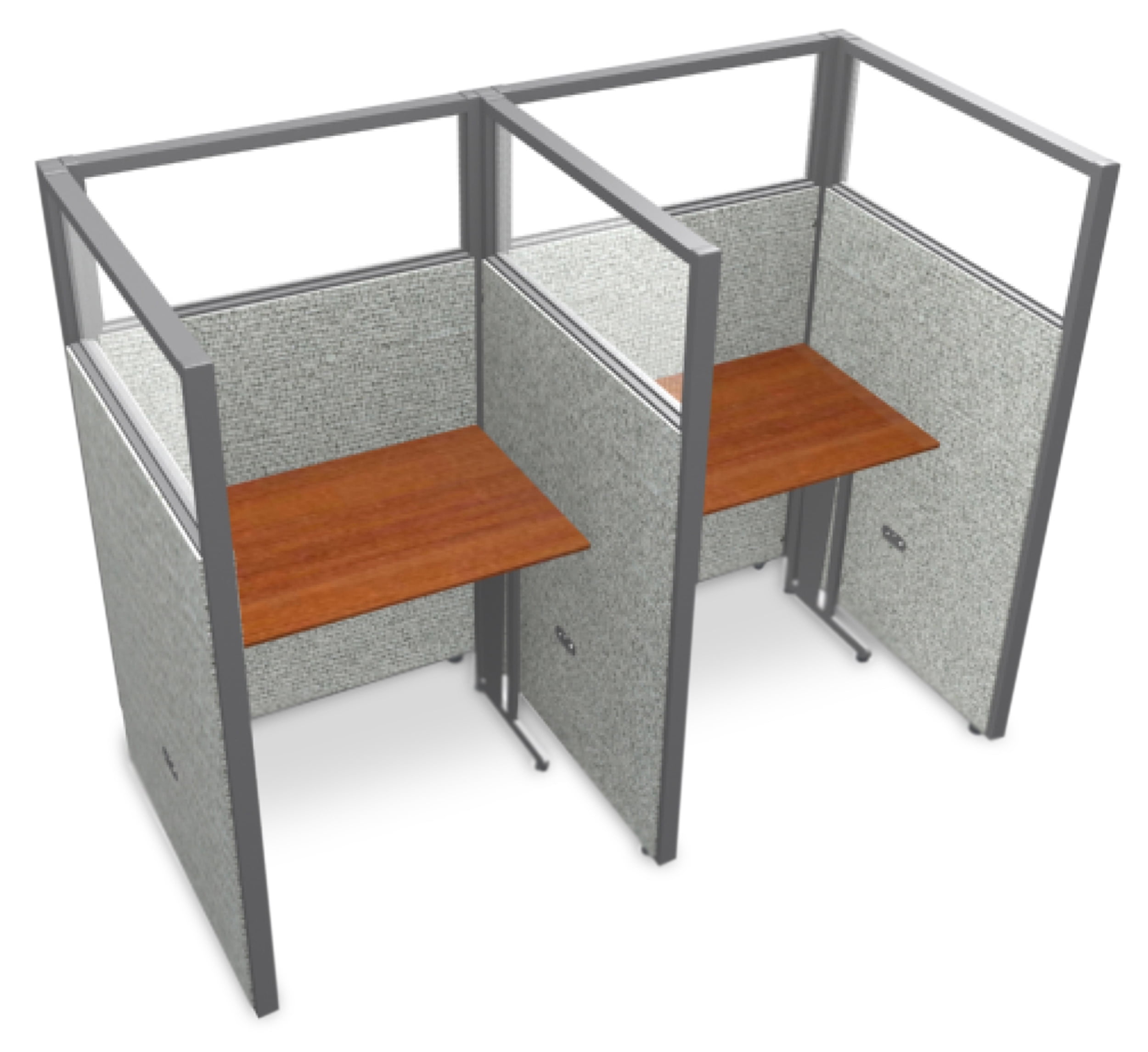 OFM RiZe 1 x 2 Privacy Workstation Unit in Gray and Cherry - Walmart.com