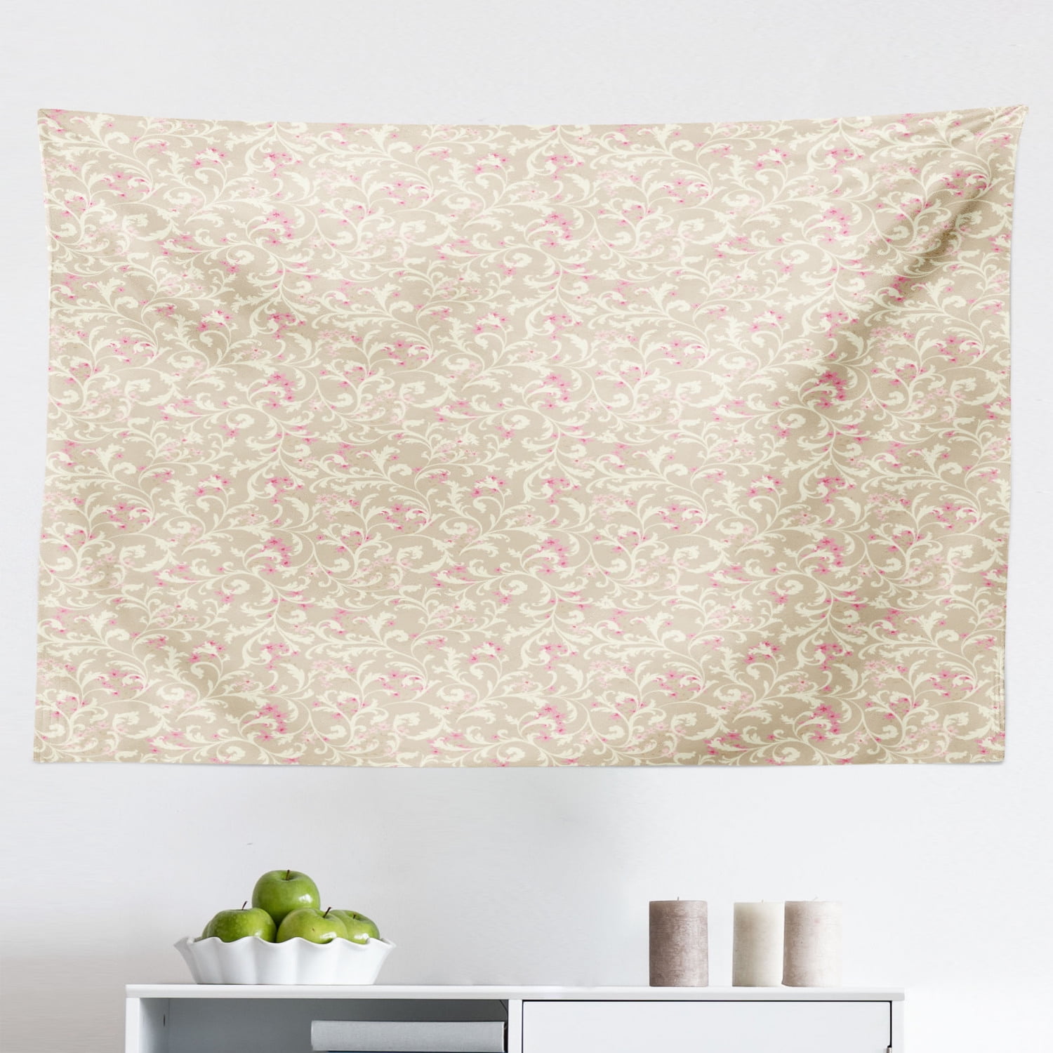 Pink Floral Tapestry, Digitally Generated Pattern with Continuous Wild ...