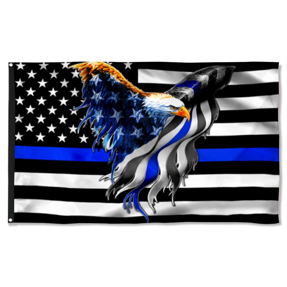 Cayyon The Thin Blue Line Police Law Enforcement American Eagle Flag ...