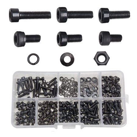 SHARKDOOK Black Screw 300 Pieces Bolt M3 M3x6 Carbon Hexagon Socket ...