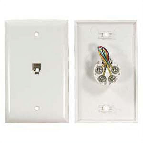 ACCL RJ11 Modular Single Port Wall Plate White, Smooth Face, 4 Pack ...