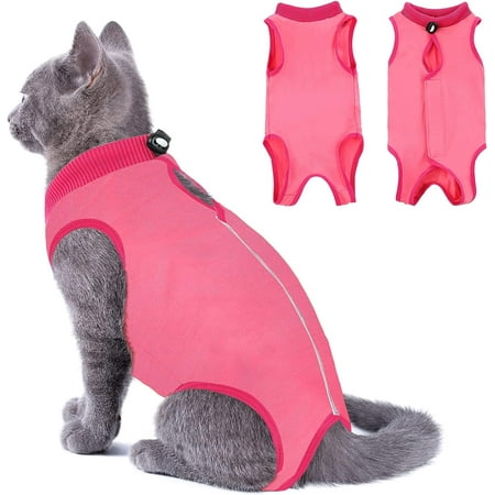 (Hot PinkL)Cat Recovery Suit for Abdominal Wounds Spay After Surgery ...