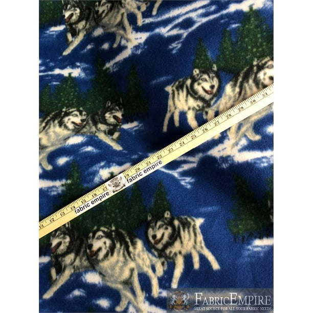 Fleece Fabric Printed *Running Wolf* By the Yard N-085 - Walmart.com ...