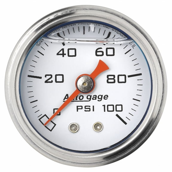 GlowShift 2-5/8" Black & White Racing Series 100 PSI Fuel Pressure ...