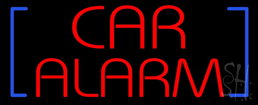 Red Car Alarm with Blue Brackets LED Neon Sign 10 x 24 - inches, Clear ...