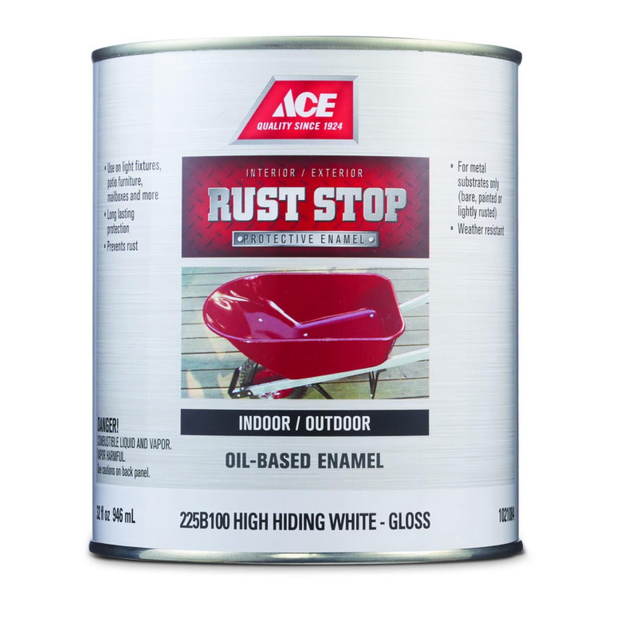 Ace Rust Stop Indoor / Outdoor Gloss High-Hiding White Oil-Based Enamel ...