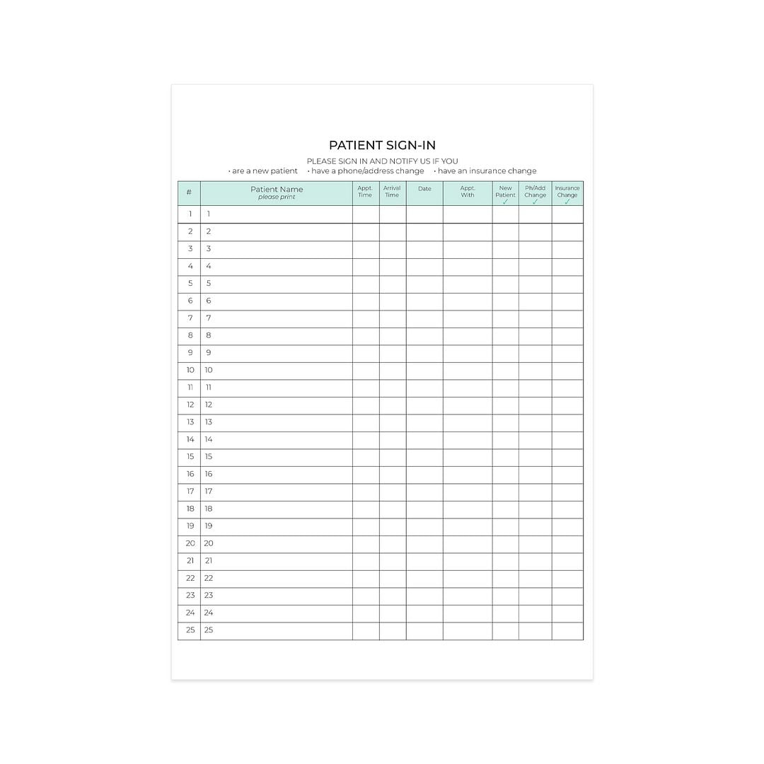 Patient Sign In Form Booklet / 50 Sheet Guest 8.5" x 11.63" Log Book ...