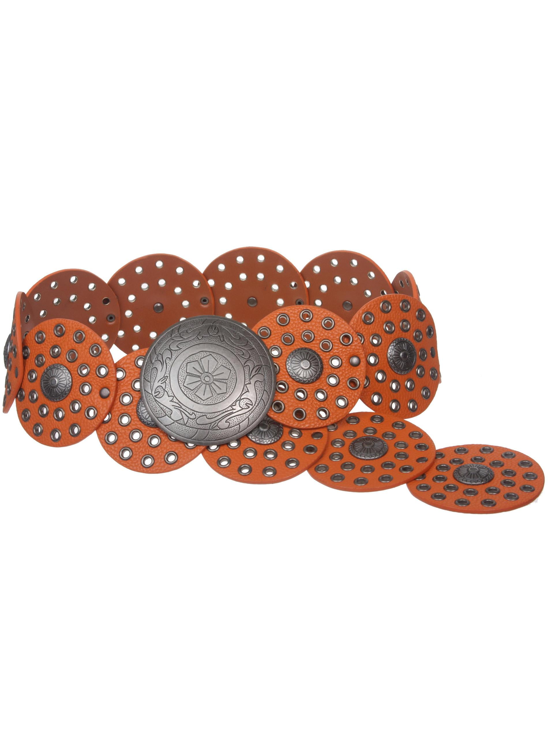 3 1/2" (90 mm) Wide Ladies Wide Boho Disc Concho Leather Belt - Walmart.com