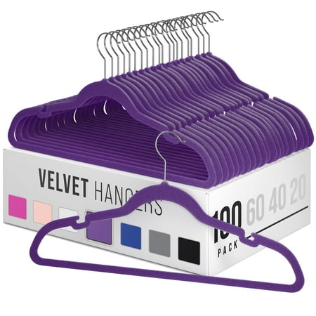 Velvet clothes Hangers (20, 40, 60, 100 Packs) Heavy Duty Durable coat ...