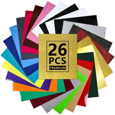 Heat Transfer Vinyl HTV Bundle: 26 Pack 12"x10" HTV Sheets Includes 22 ...