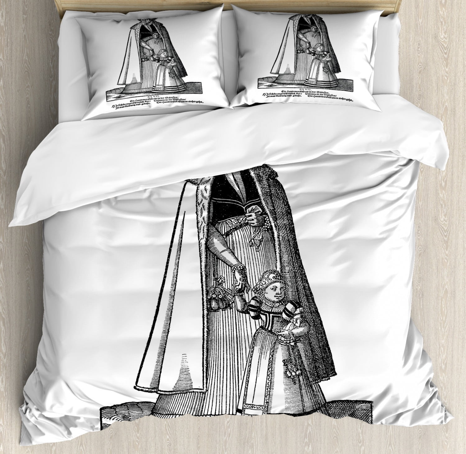 Renaissance Duvet Cover Set King Size, Medieval Father and Daughter in ...