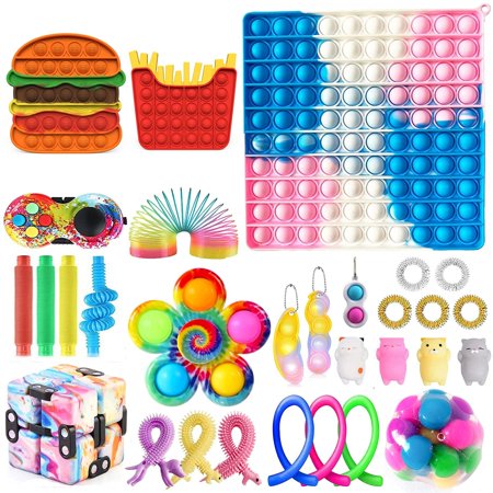 ICHUDAN Fidget Packs Reduce Anxiety Tools, Independence Day Sensory Big Size Push Pop Bubble ...