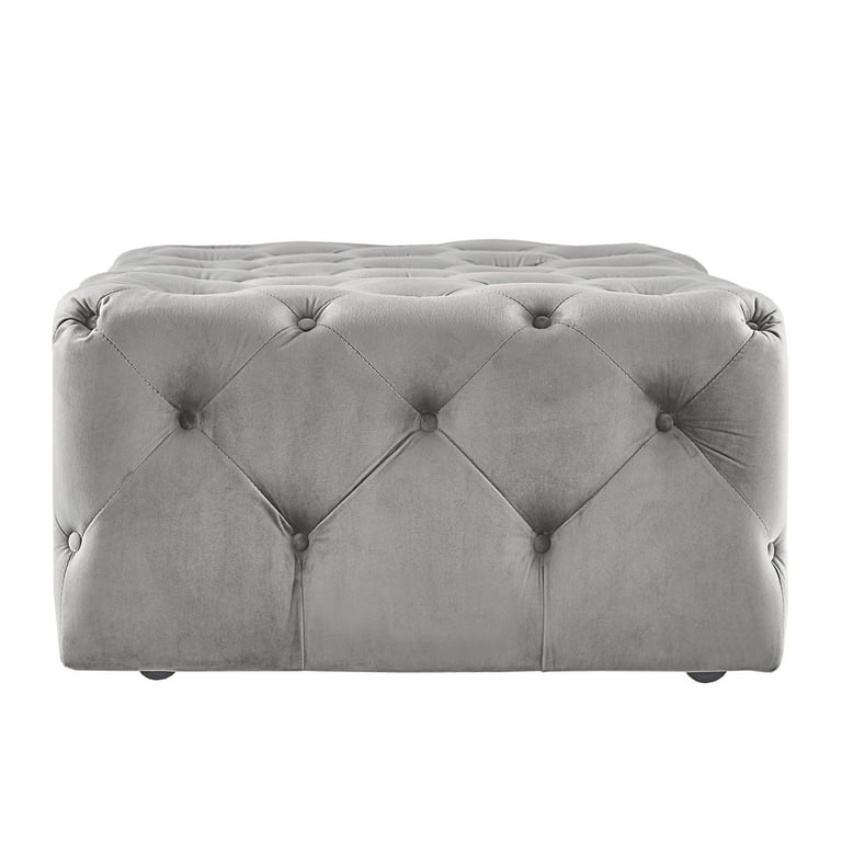 Grey tufted rectangle ottoman store