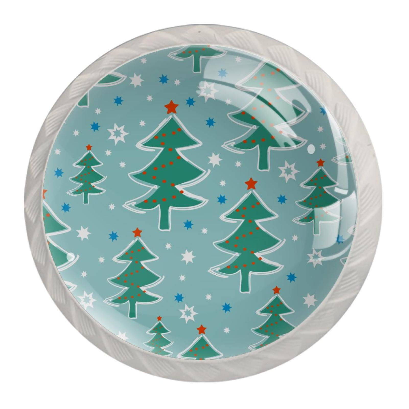 Ownta Christmas Tree Stickers Round Glass Drawer Handles Knobs Pulls ...