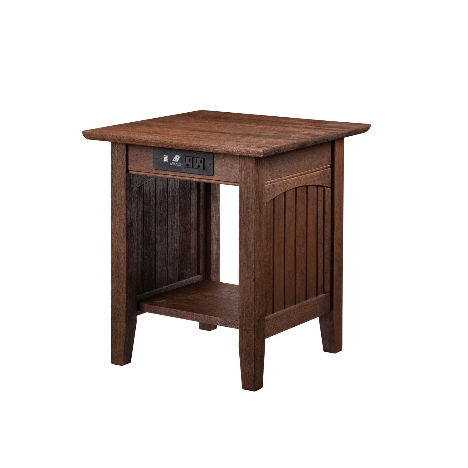 Nantucket End Table with Charging Station in Burnt Amber - Walmart.com