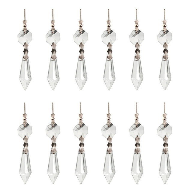 12pcs Icicle Crystal Chandelier Prisms, Replacement Drop Parts for ...