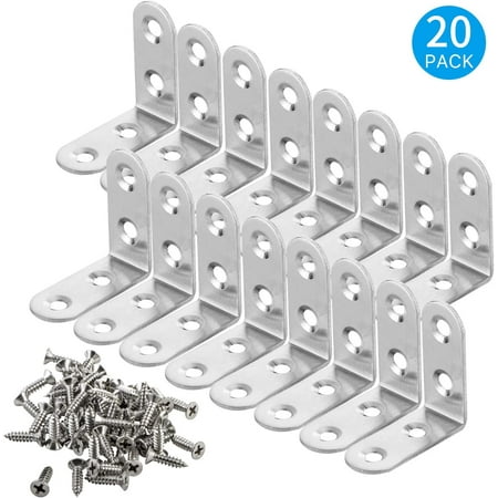 20 Pcs Stainless Steel Fixing Brackets, 90 Degree Corner Bracket with ...