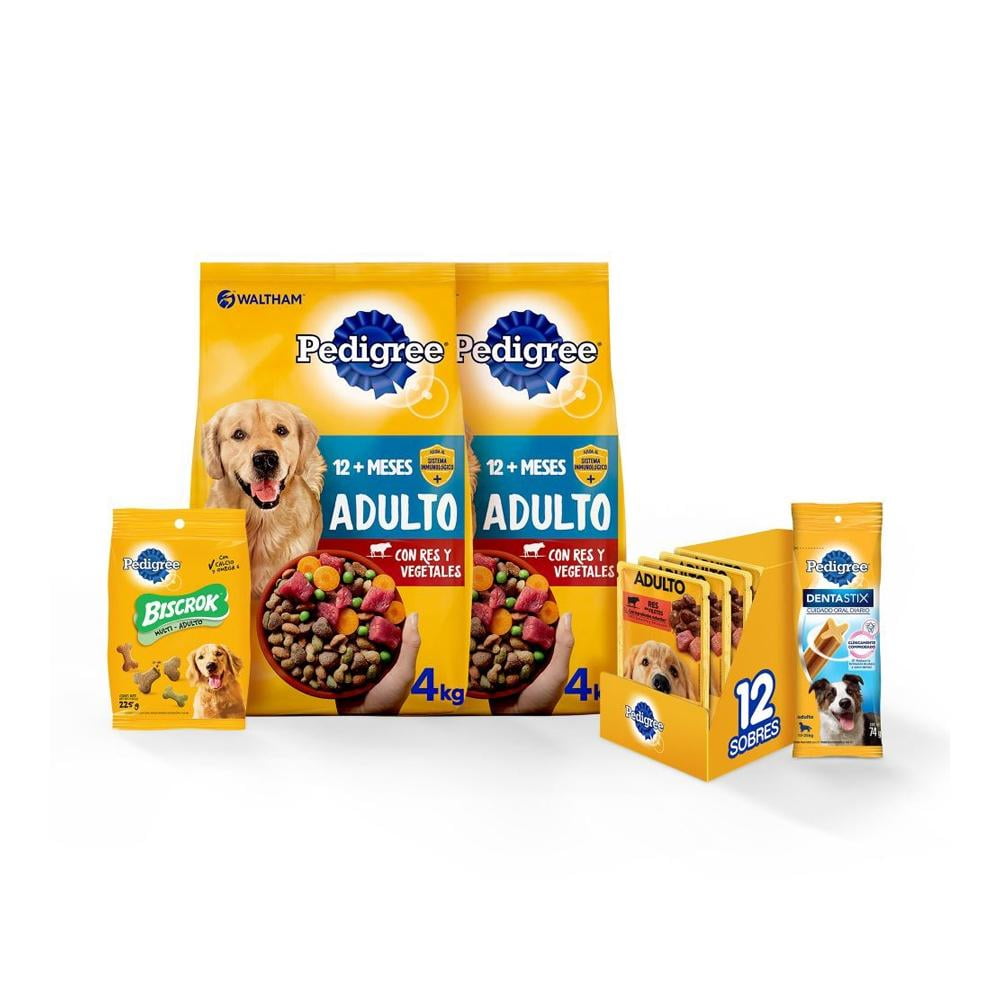Alimento Perro Húmedo PEDIGREE BUNDLE CON 2 BULTOS 4KG ADULTO MÁS 12 ...