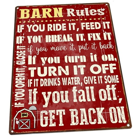 Barn Rules 9"x12" Metal Sign, Wall Decor for Farm and Country - Walmart.com