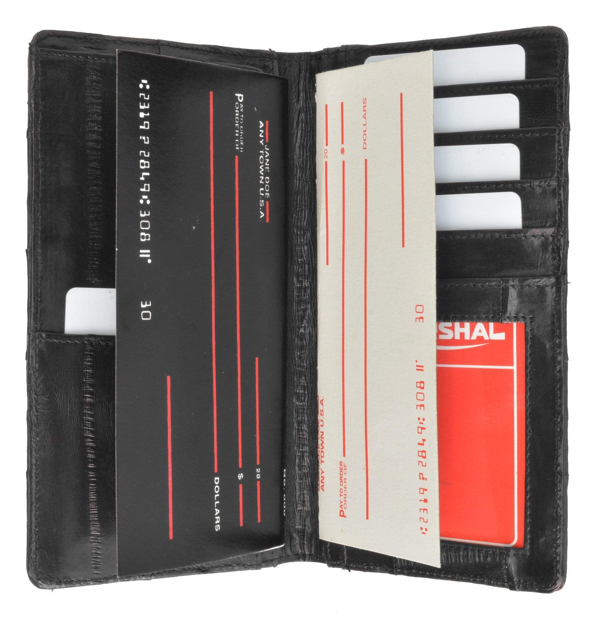 Genuine Eel Skin Leather Checkbook Cover Credit Card Holder ID Window E ...