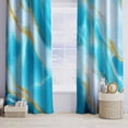 Blue Marble Blackout Curtains, Abstract Gold Texture Window Drapes for ...